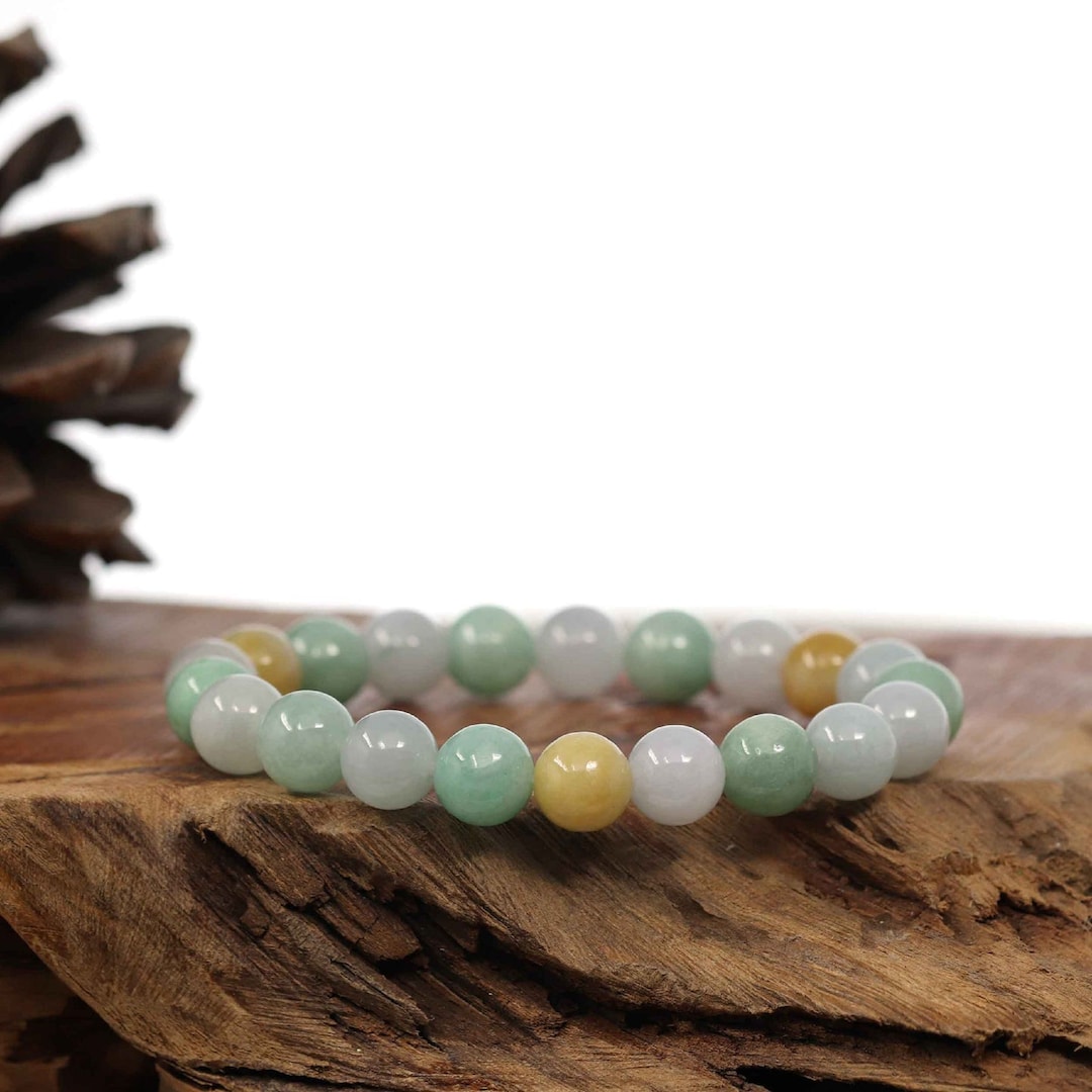 Jadeite Jade Bracelet, Genuine Jade Jewelry, Stone Bead Bracelet, Jade ...