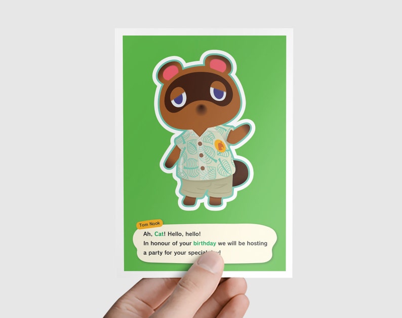 ACNH Nook Card Animal Crossing New Horizons Tom Nook, Birthday Card ...
