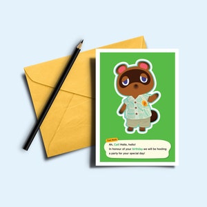 ACNH Nook Card Animal Crossing New Horizons Tom Nook Birthday | Etsy