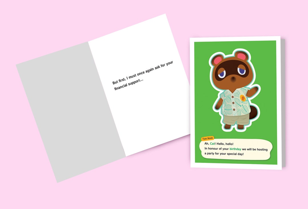 ACNH Nook Card Animal Crossing New Horizons Tom Nook, Birthday Card ...