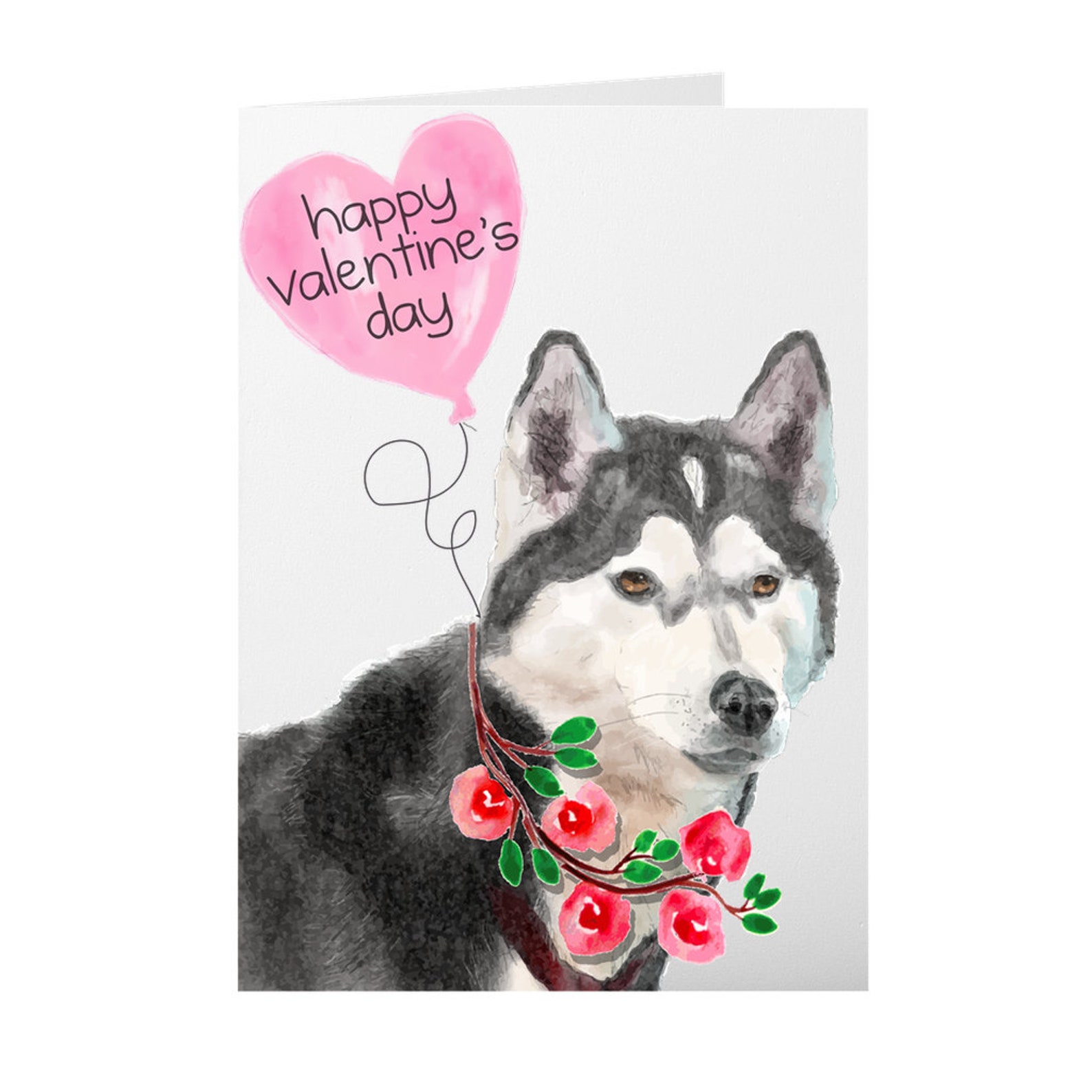 Siberian Husky Valentine's Day Card Husky Lover Card | Etsy