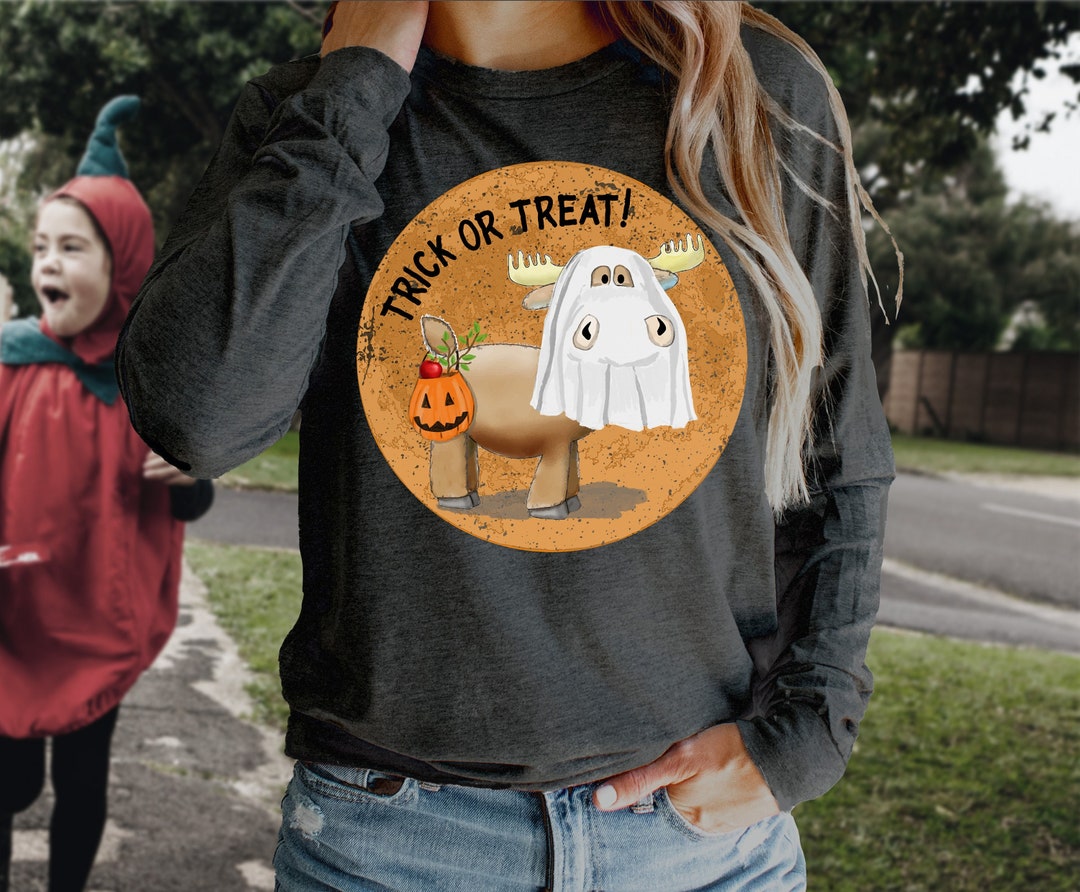 Halloween Tee Shirt, Cute Moose Gift, Ghost Moose T-shirt, Spooky ...
