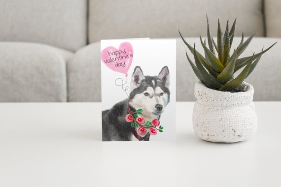 Siberian Husky Valentine's Day Card Husky Lover Card | Etsy