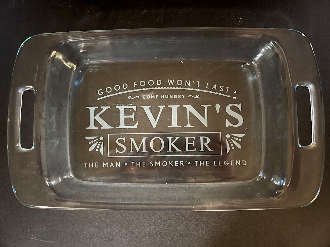 Customizable BBQ, Grill or Smoker Etched Glass Pan With Lid - Etsy