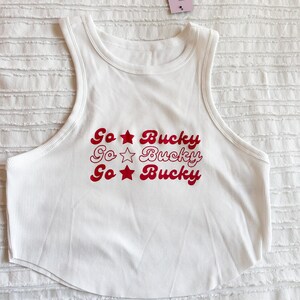 University of Wisconsin College Game Day Cropped Tank Top - Etsy