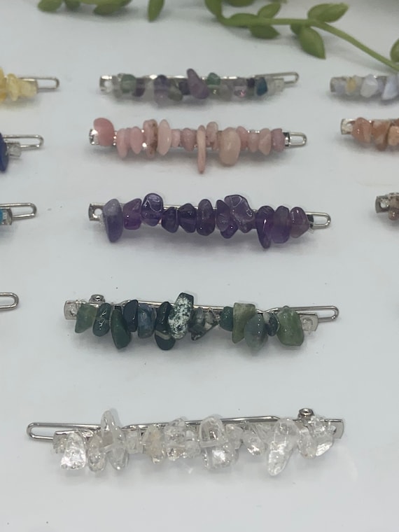Gemstone Hair Slide Clip, Crystal Hair Barrette, smoo… - Gem