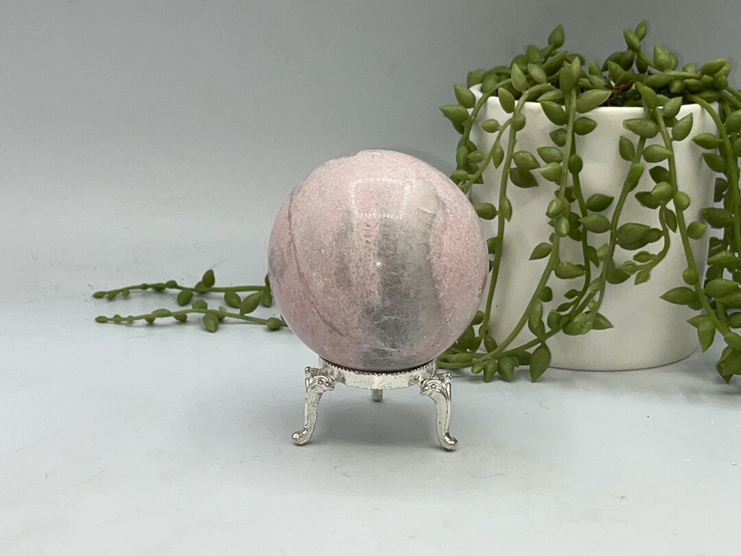 Peruvian Pink Opal Sphere, (B) Natural Crystal, 6.6cm in Diameter ...
