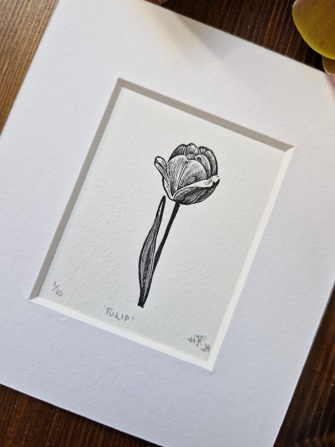 Tulip Mini Print - Limited Edition Mounted Wood Engraving, Original Art ...