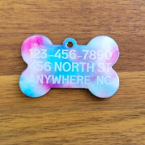 Personalized Dog Tag - Resin Dog Tag - Bone Pet Tag - Tie-dye Pet Tag ...