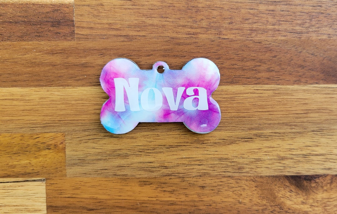 Personalized Dog Tag - Resin Dog Tag - Bone Pet Tag - Tie-dye Pet Tag ...