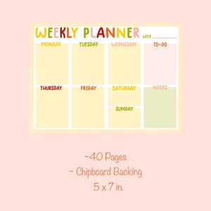 Colorful Weekly Planner Notepad, 5 X 7, 40 Sheets, B6 Planner, Work ...