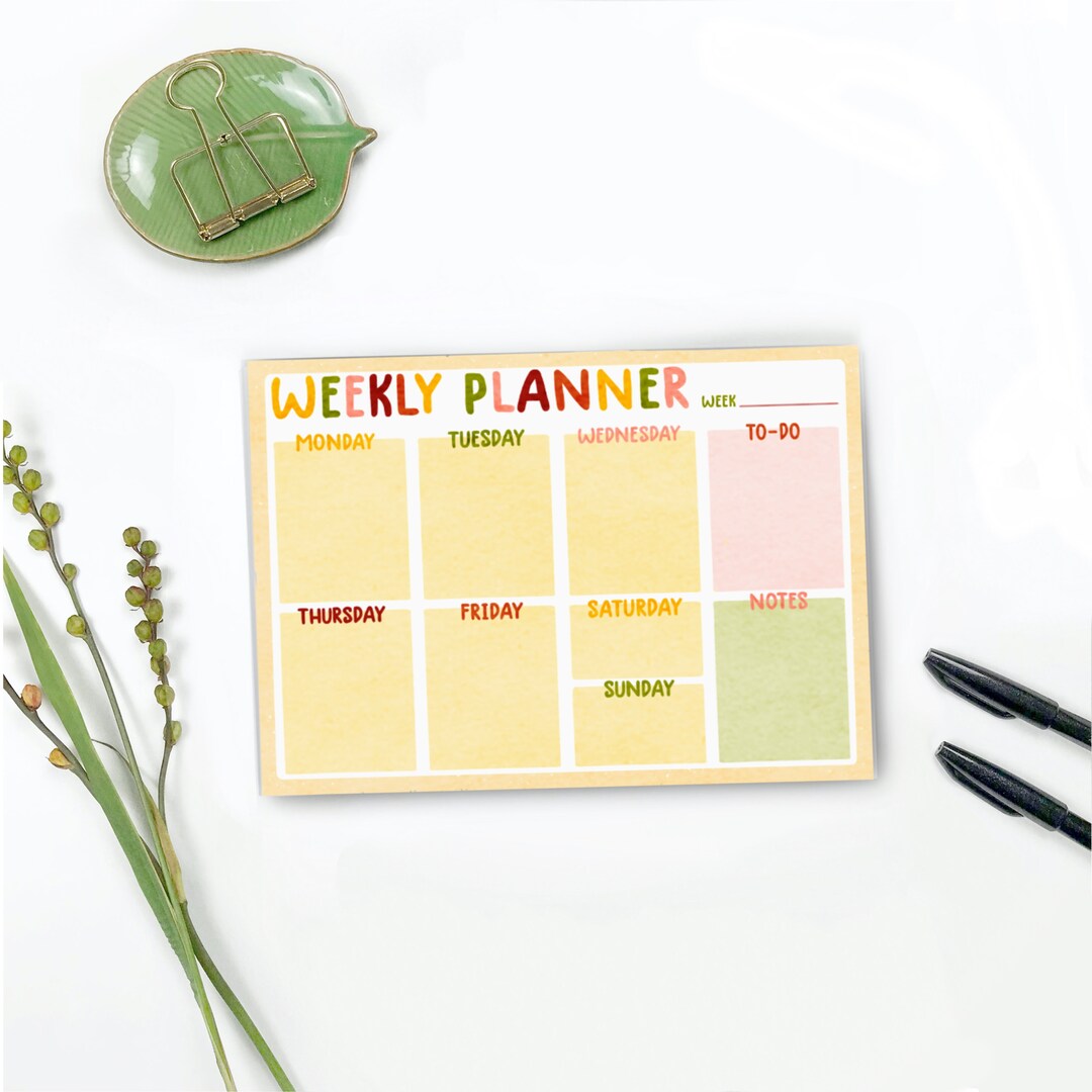 Colorful Weekly Planner Notepad, 5 X 7, 40 Sheets, B6 Planner, Work ...