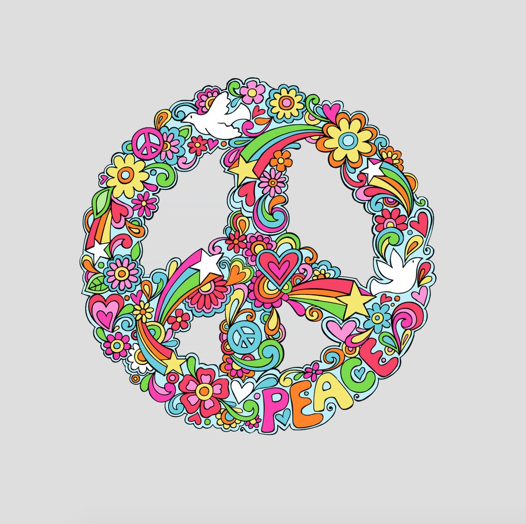 Magnetic Peace Sign Floral Love Heart Rainbow Dove Flowers Art (no ...