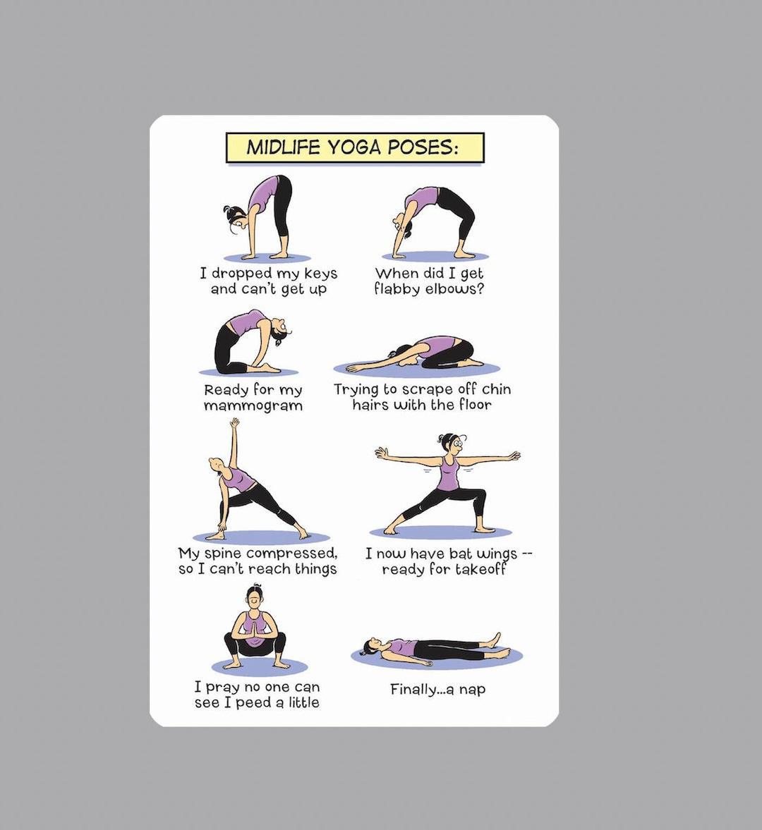 Fridge Magnet - Midlife Yoga Poses - Funny MAGNET (3"*4.5") - Etsy