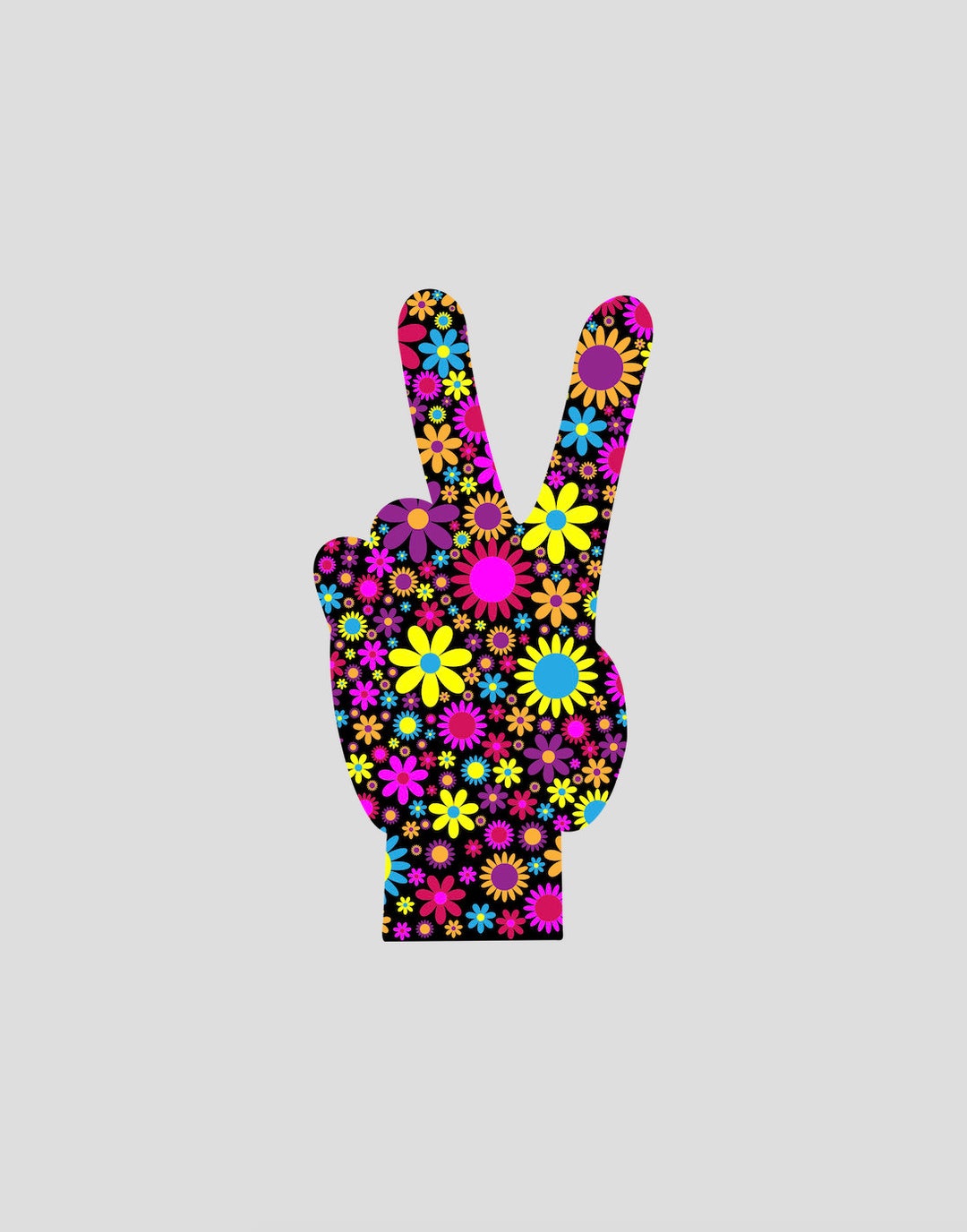 Car Magnet Hand Peace Sign Floral (no Residue, Easy to Relocate ...