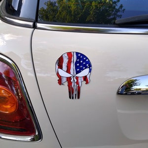 Magnetic Car Decal American Flag Punisher Skull USA - MAGNET (4" * 5 ...