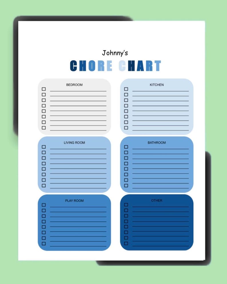 Editable Kids Chore Chart Printable, Daily & Weekly Responsibility ...