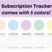 Printable Subscription Tracker 8.5x11 | Instant Download PDF Simple ...