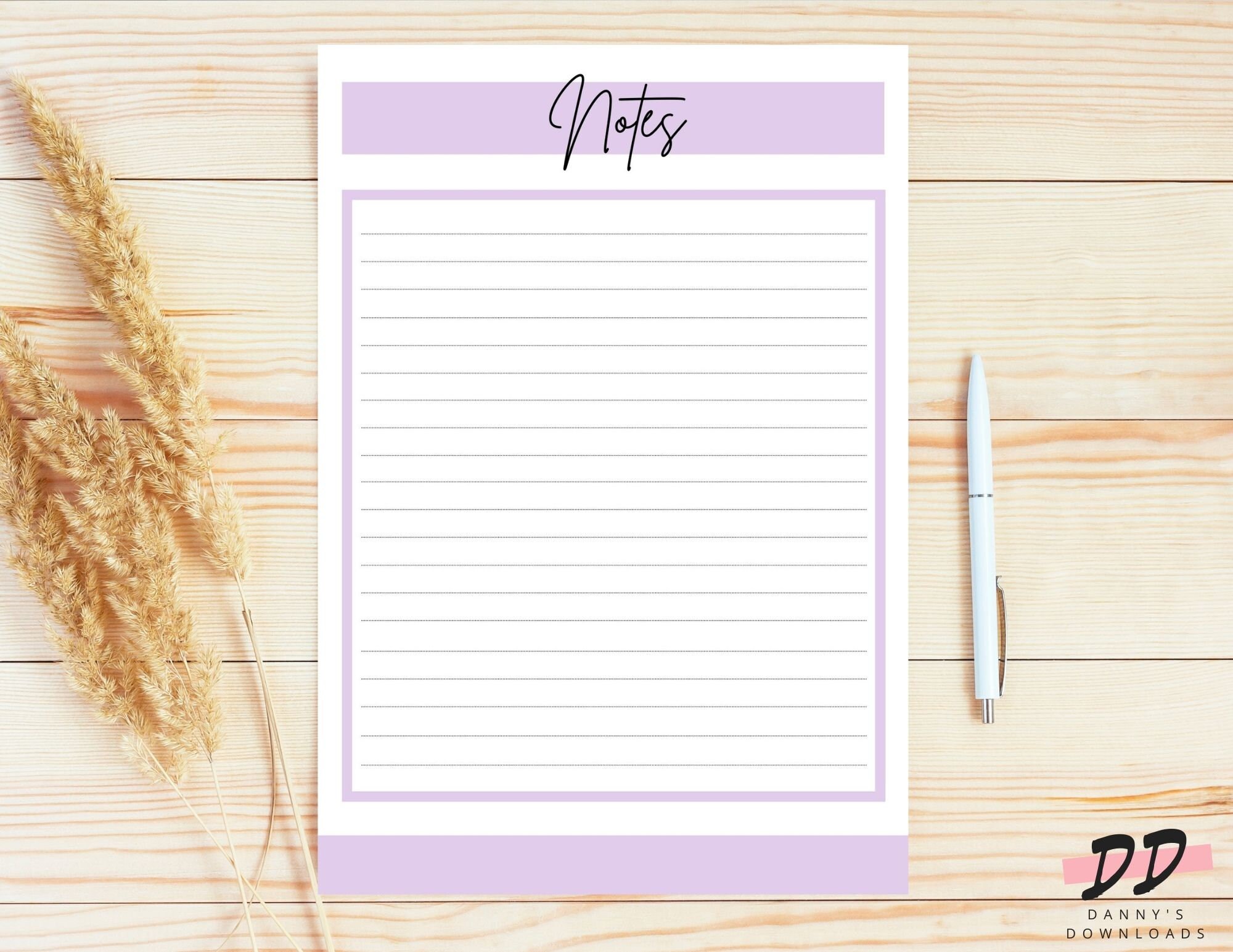 Printable Notes Page 8.5x11 Instant Download PDF Lined Notes - Etsy