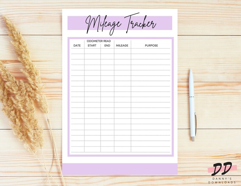 Printable Mileage Tracker 8.5x11 | Instant Download PDF Mile Log, Car ...