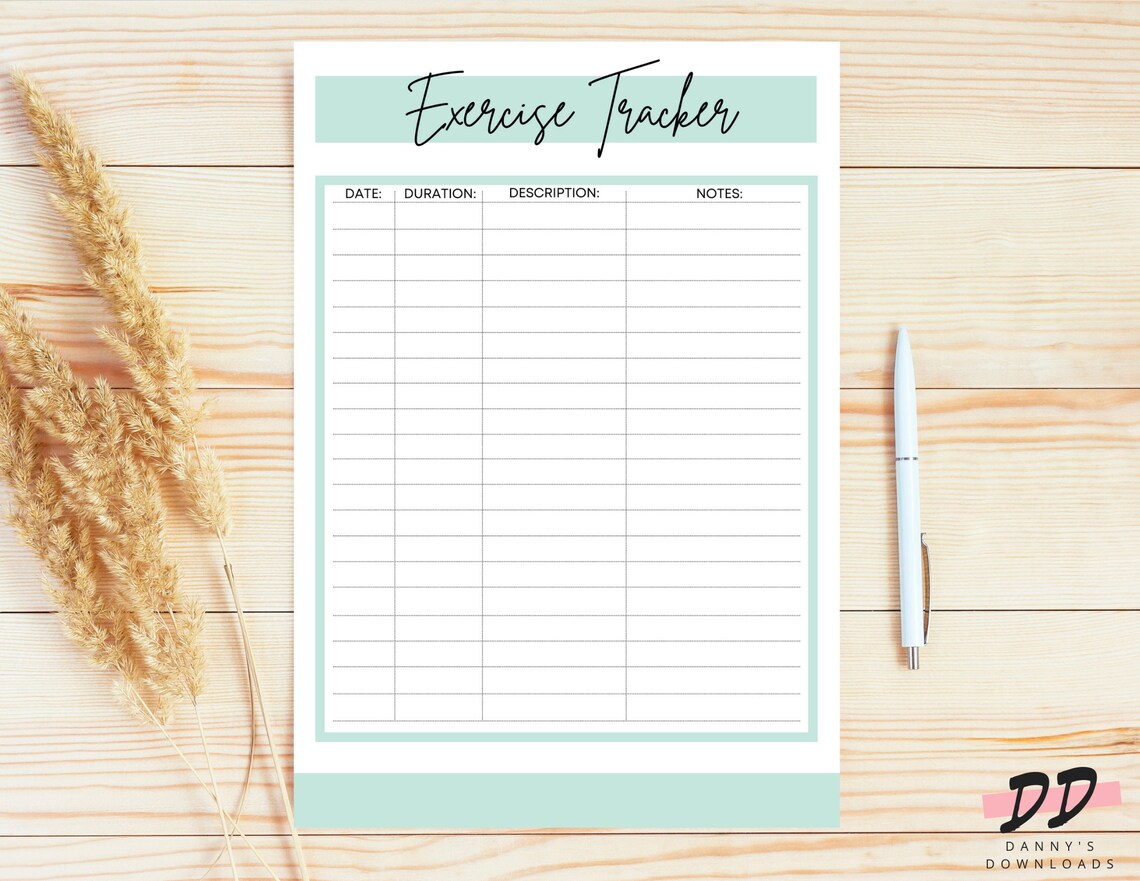 Printable Exercise Tracker 8.5x11 Instant Download PDF - Etsy