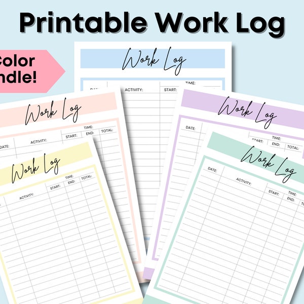 Work Log Sheet Download - Etsy