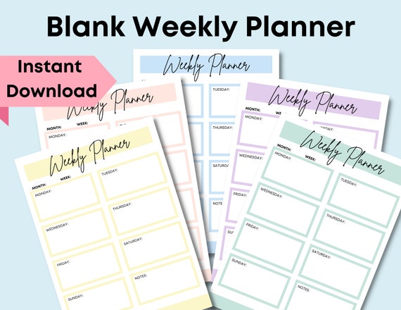 Printable Weekly Planner 8.5x11 Instant Download PDF Simple - Etsy