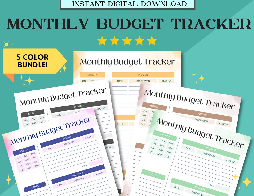 Monthly Budget Tracker PDF Bundle - 8.5x11 - Bills Savings Expense Log ...