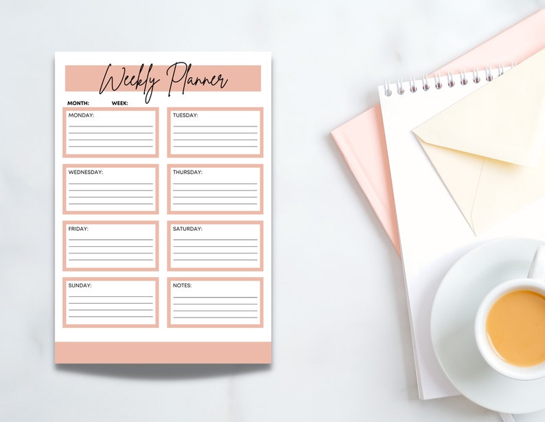 Printable Weekly Planner 8.5x11 Instant Download Blank to - Etsy