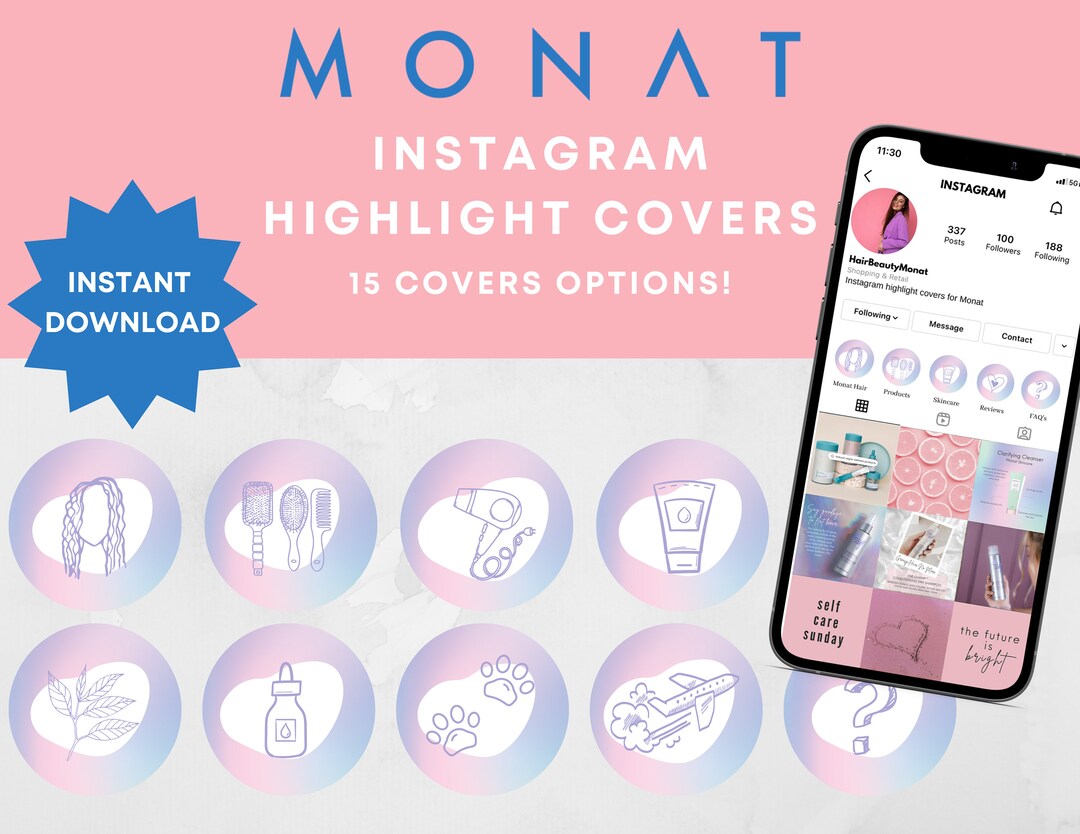 MONAT Instagram Highlight Covers, Pearlescent Rainbow Colorful Theme ...