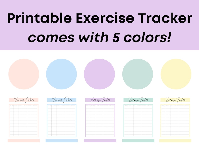 Printable Exercise Tracker 8.5x11 Instant Download PDF | Etsy