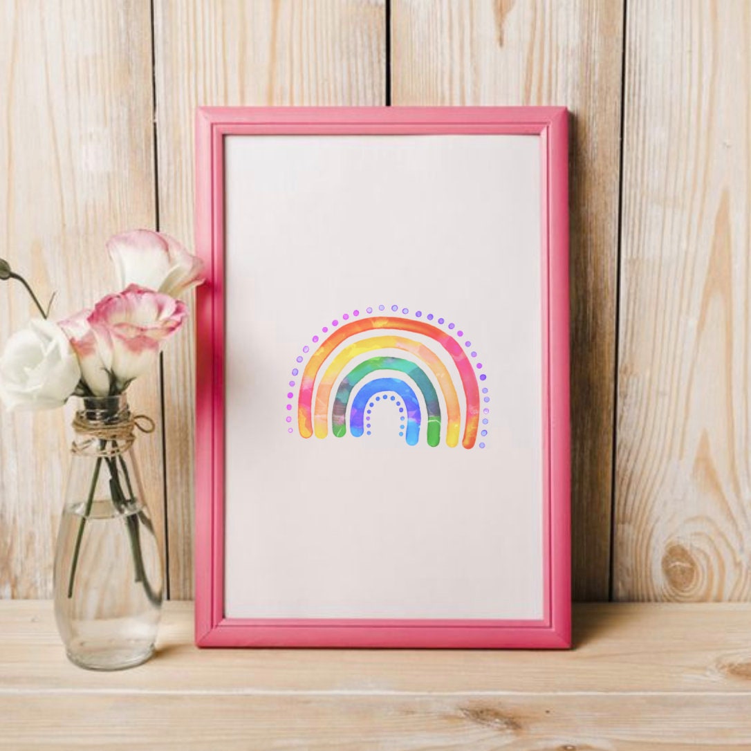 Cute Rainbow Watercolor Clipart PNG Premium painted instant | Etsy