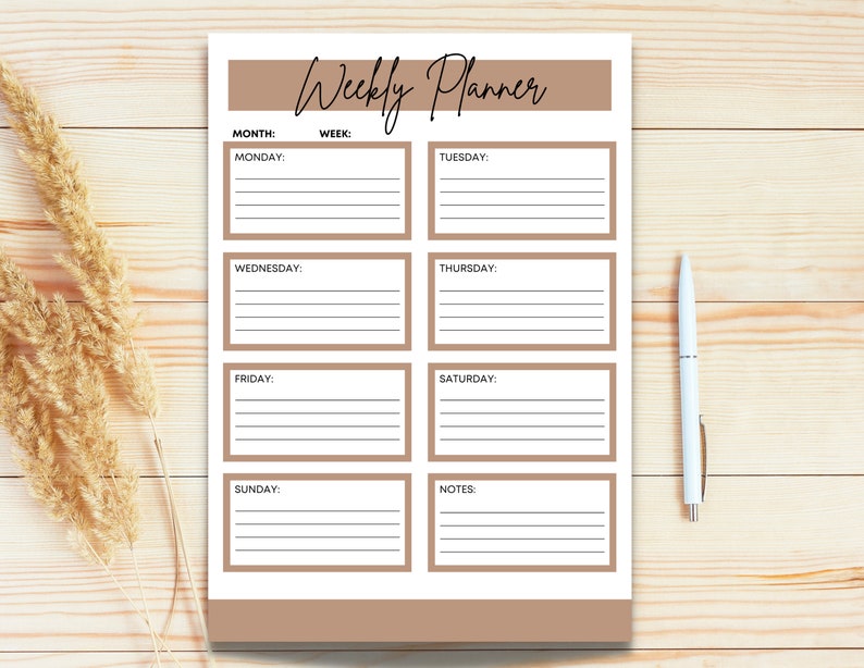 Printable Weekly Planner 8.5x11 Instant Download Blank to - Etsy