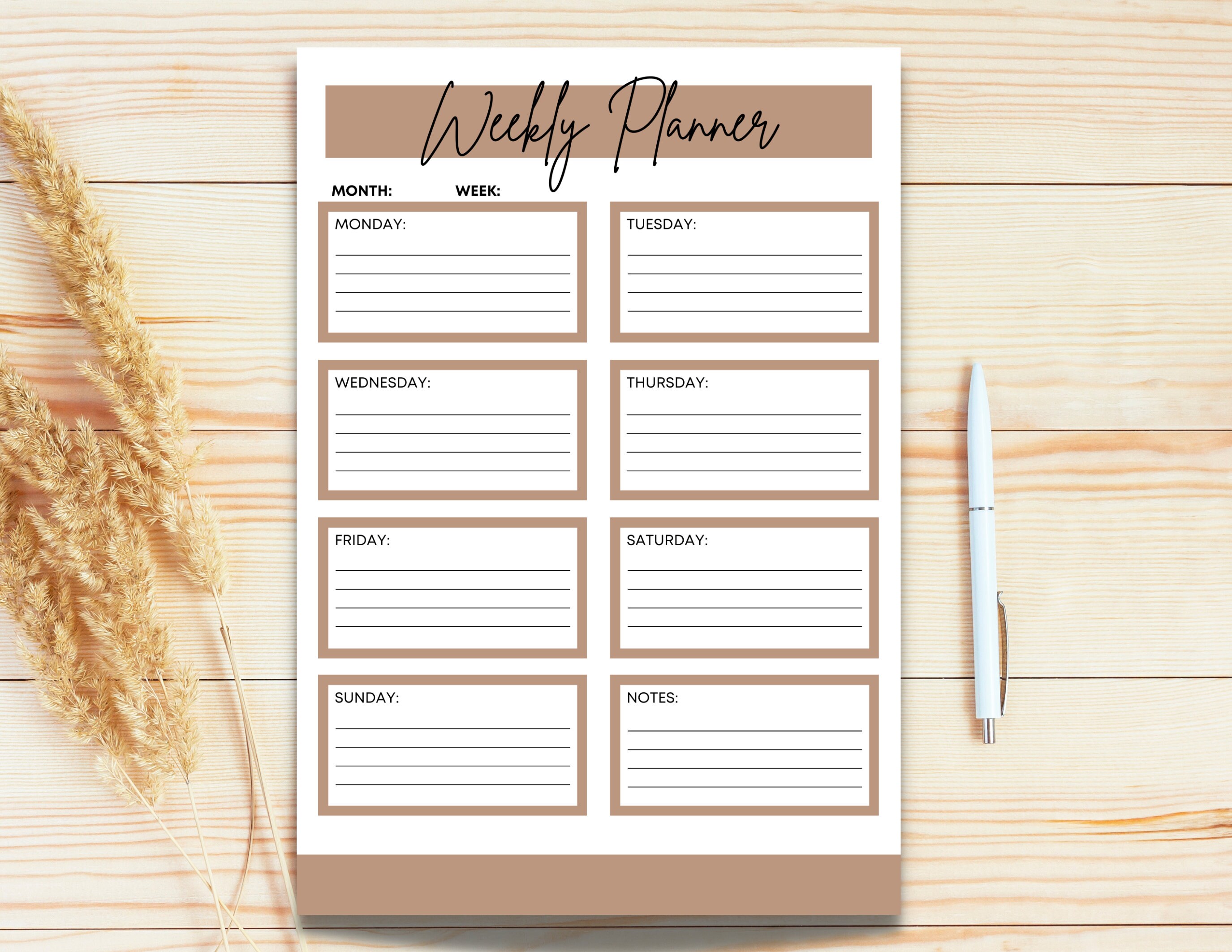 Printable Weekly Planner 8.5x11 Instant Download Blank to - Etsy
