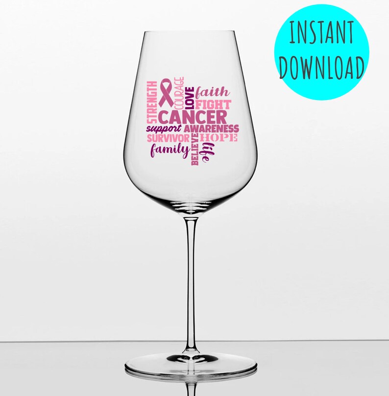 Cancer Awareness Word Art | Instant Graphic Download Pink Breast Cancer ...