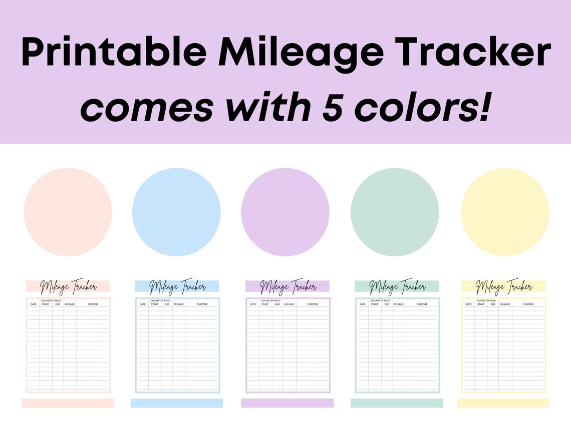 Printable Mileage Tracker 8.5x11 Instant Download PDF Mile | Etsy