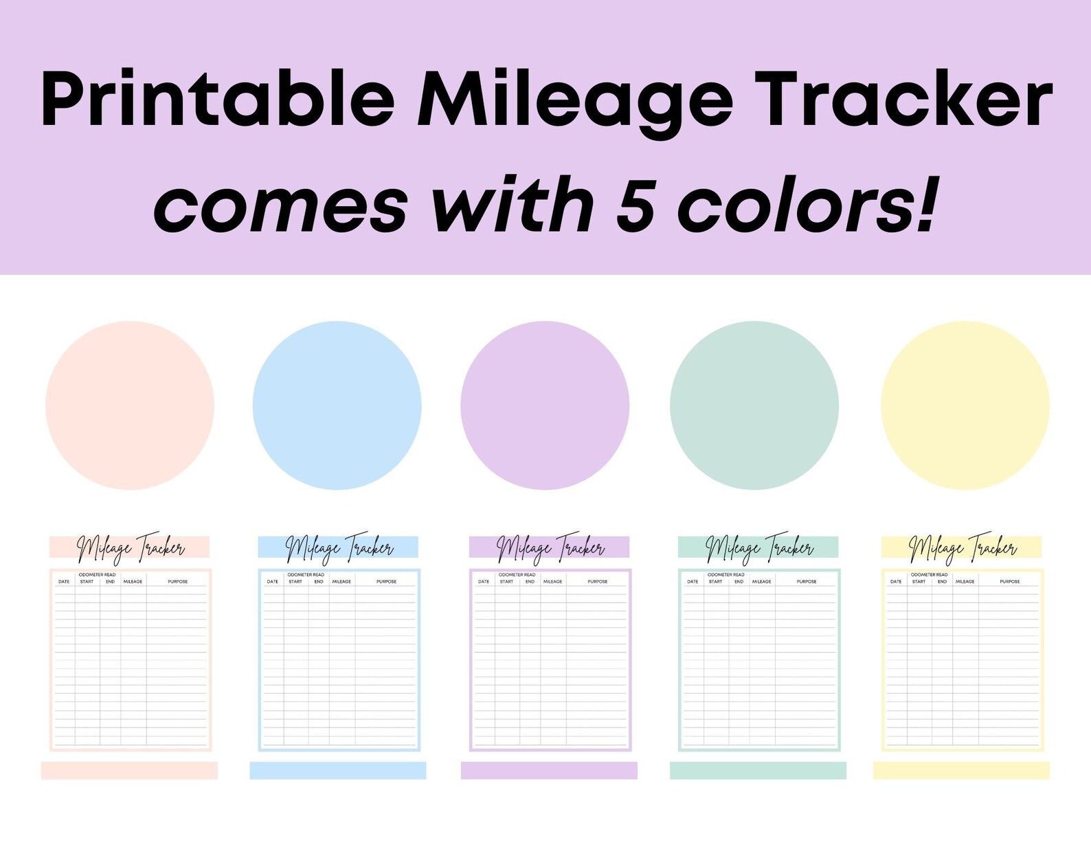 Printable Mileage Tracker 8.5x11 | Instant Download PDF Mile Log, Car ...