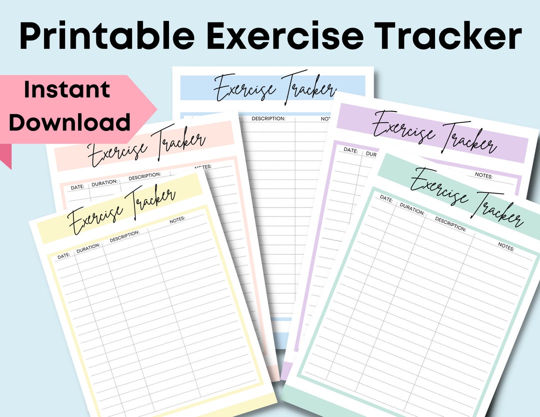 Printable Exercise Tracker 8.5x11 | Instant Download PDF Simple Workout ...