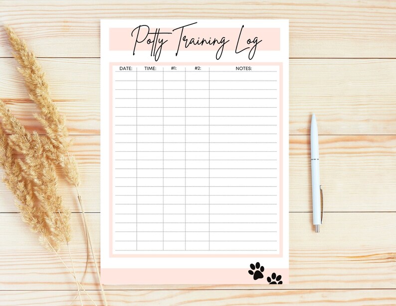 Puppy Potty Training Log Tracker 8.5x11 Instant Printable | Etsy