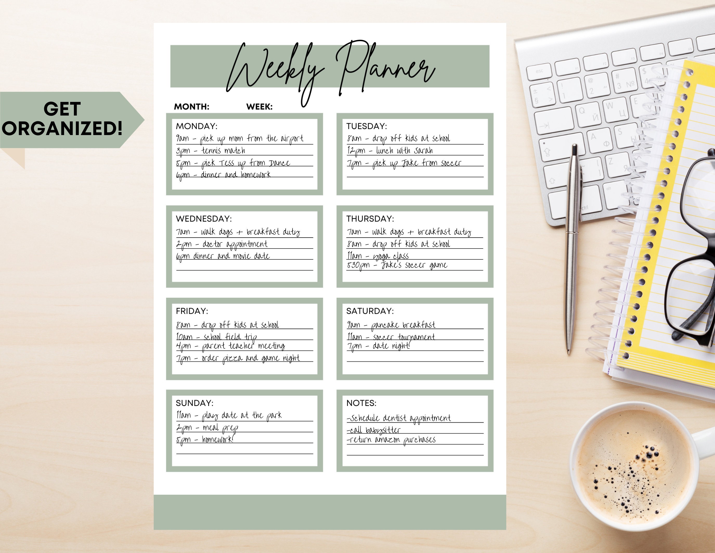 Printable Weekly Planner 8.5x11 | Instant Download, Blank to Do List ...