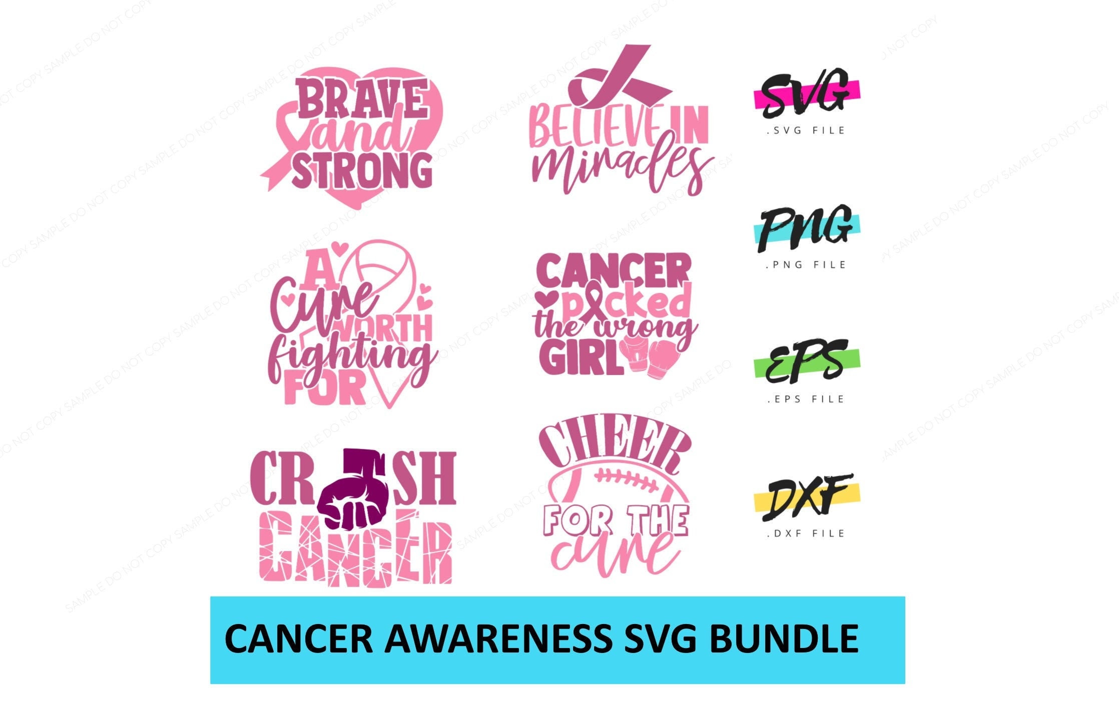 Cancer Awareness Bundle SVG Png Dxf Eps Instant Graphic | Etsy