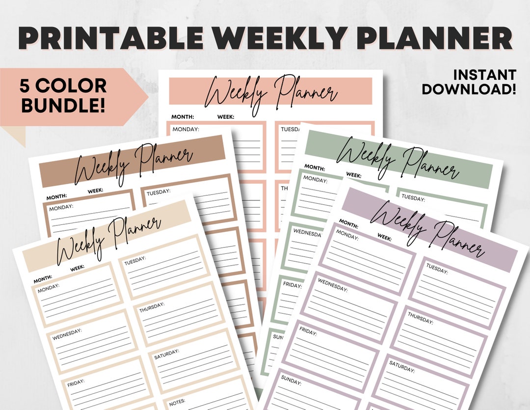 Printable Weekly Planner 8.5x11 | Instant Download, Blank to Do List ...