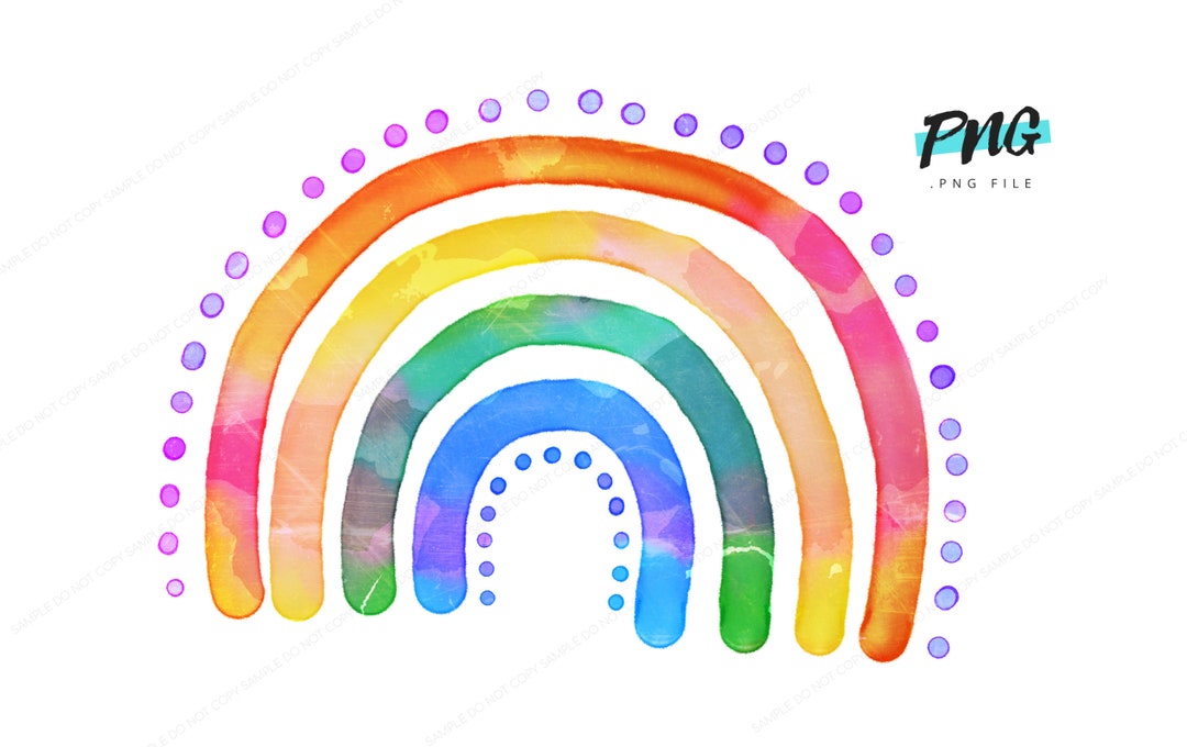 Cute Rainbow Watercolor Clipart PNG | Premium Painted Instant Graphic ...