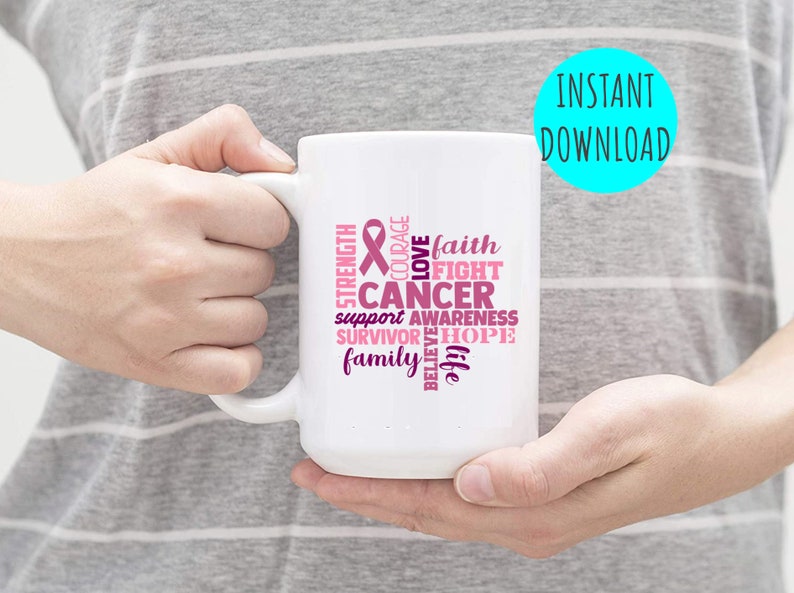 Cancer Awareness Word Art | Instant Graphic Download Pink Breast Cancer ...