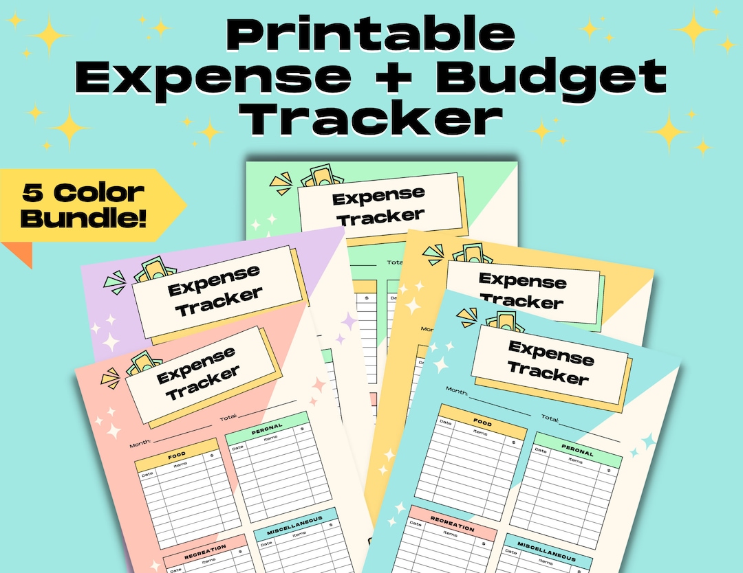 Colorful Monthly Expense Bill Tracker 8.5x11 | Printable Instant ...