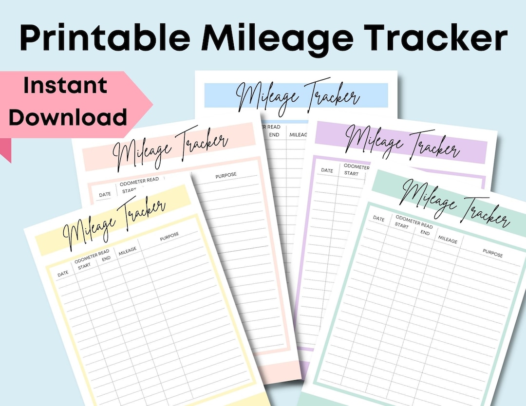 Printable Mileage Tracker 8.5x11 | Instant Download PDF Mile Log, Car ...
