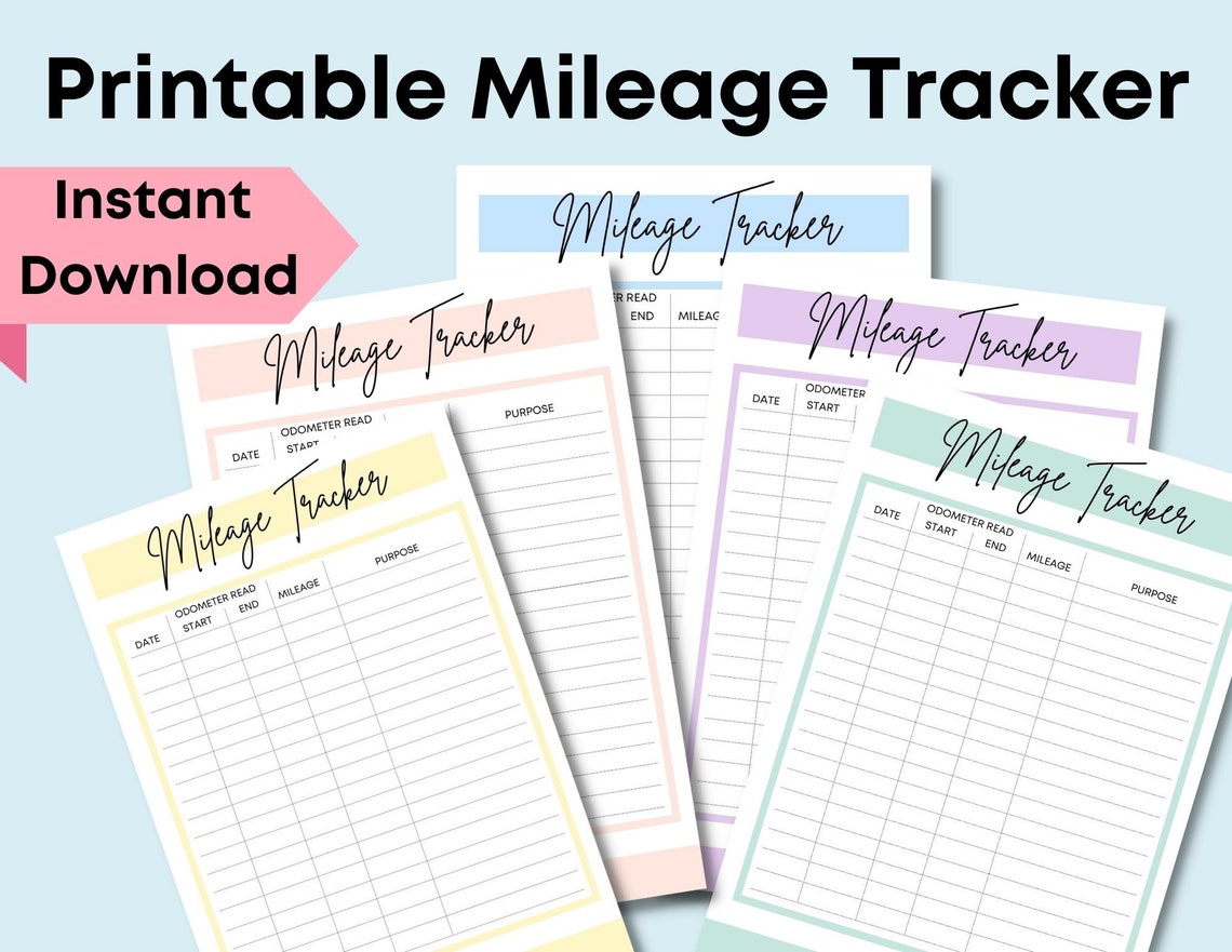 Printable Mileage Tracker 8.5x11 Instant Download PDF Mile | Etsy