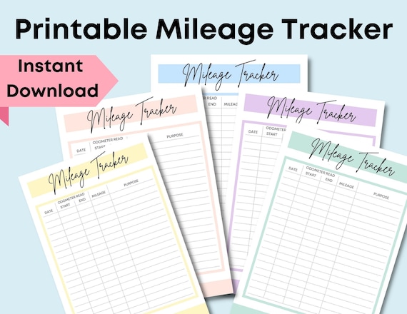 Printable Mileage Tracker 8.5x11 Instant Download PDF Mile | Etsy