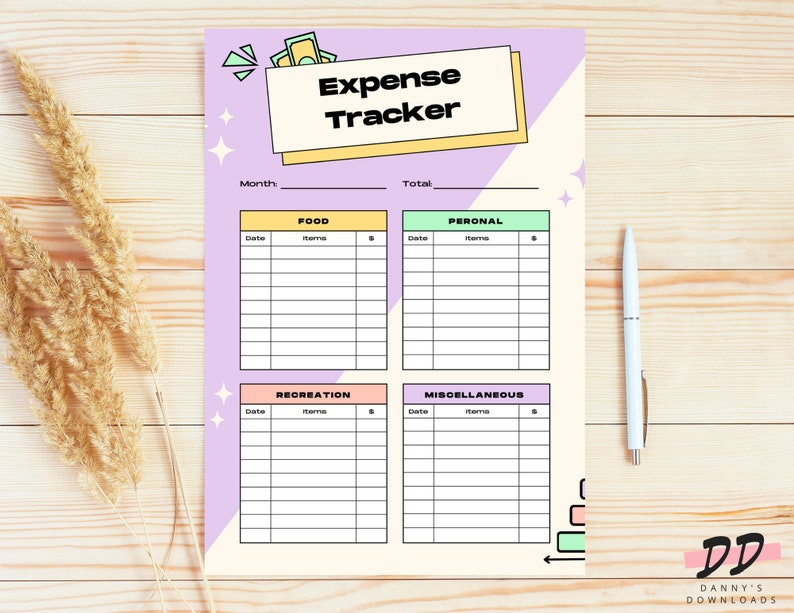 Colorful Monthly Expense Bill Tracker 8.5x11 Printable - Etsy