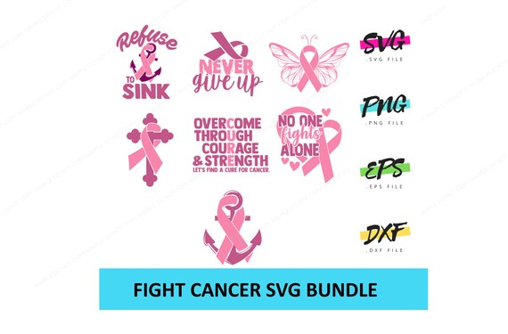 Fight Cancer Bundle SVG Png Dxf Eps Instant Graphic Download | Etsy